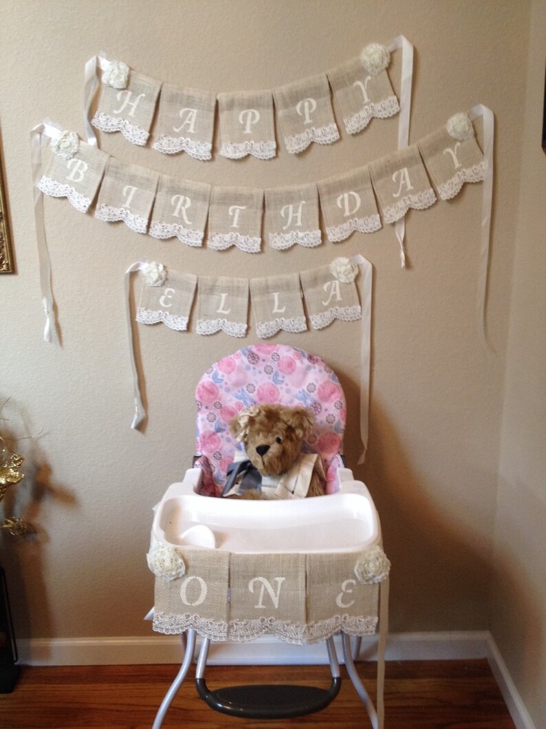 First Birthday Burlap Lace Package Happy Birthday First - Etsy