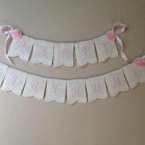 Happy Birthday Banner, Shabby Chic, Burlap, Lace, Burlap Banner - Etsy