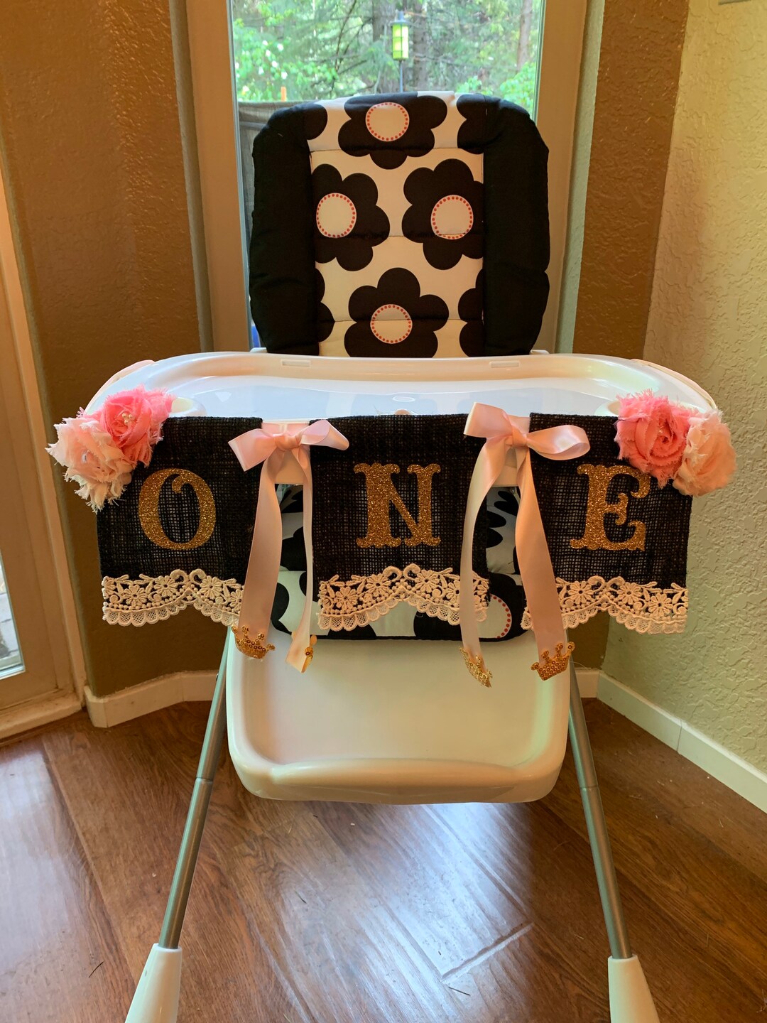 Black Burlap With White Lace and Sparkle Gold Glitter Lettering High ...