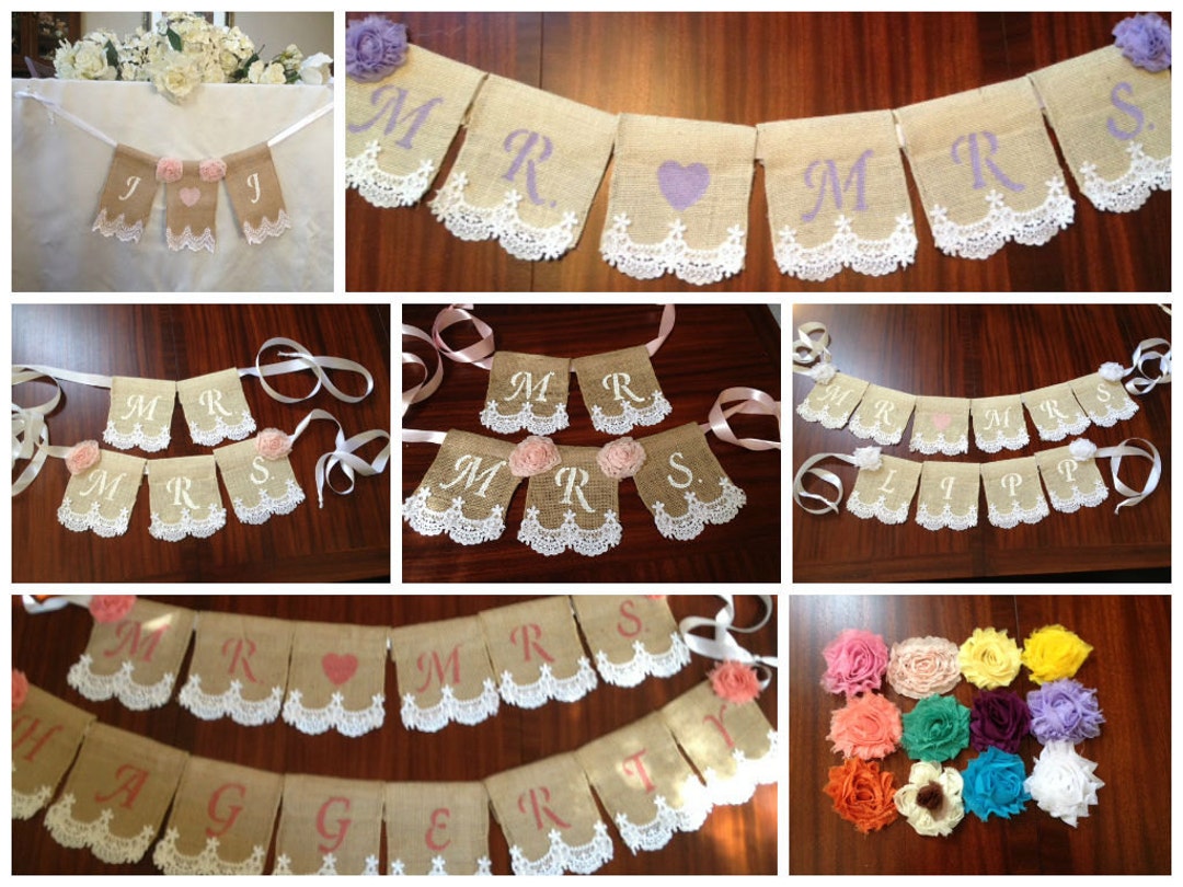 Custom Burlap Lace Banners, Wedding Decor, Bridal Shower Gift/shabby ...