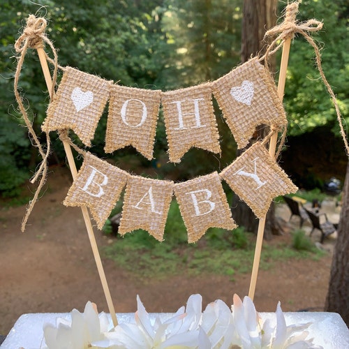 Foxes and Baby Name Custom Burlap Cake Banner Shabby Chic | Etsy