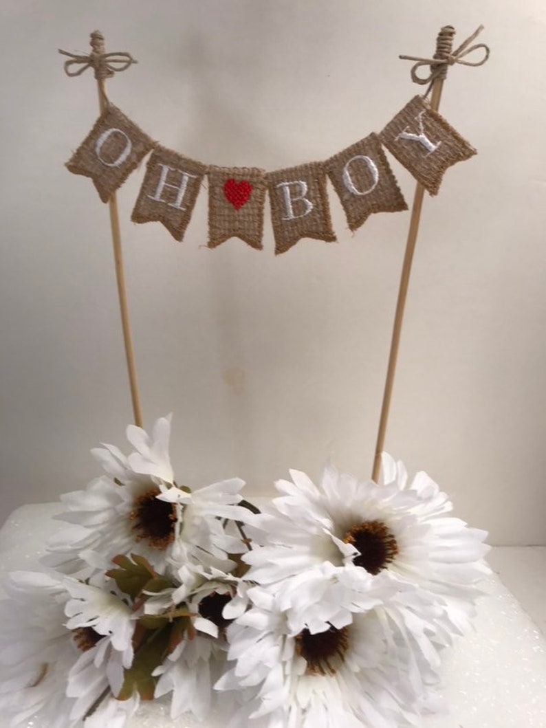 Oh Boy Custom Burlap Cake Banner Shabby Chic Cake Topper - Etsy