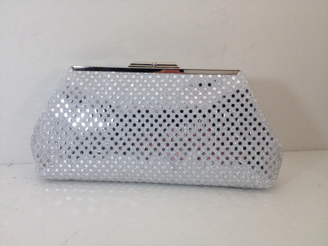 Silver Sequin Disco Ball Clutch Purse With Nickel/silver - Etsy