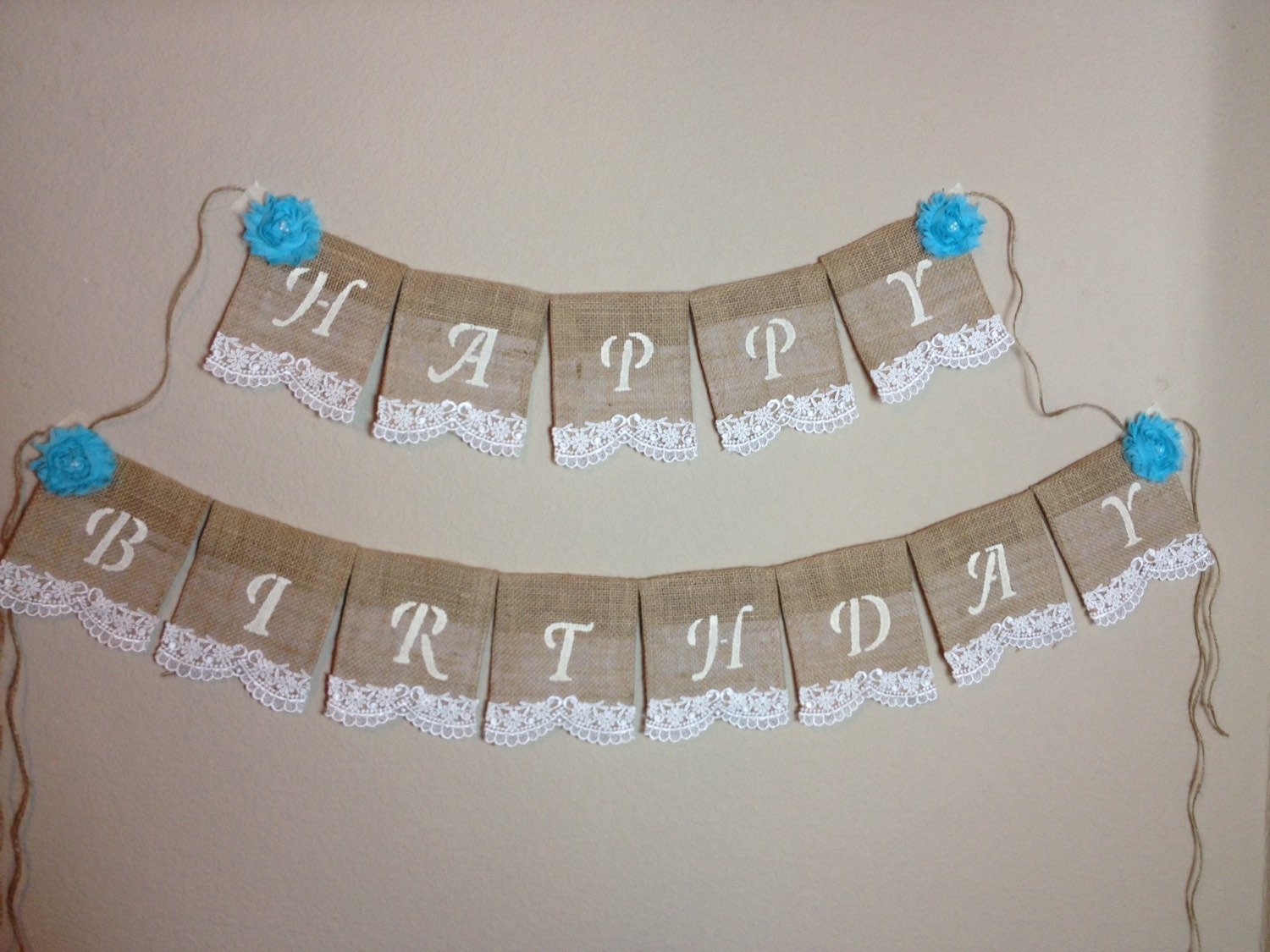 Happy Birthday Banner, Shabby Chic, Burlap, Lace, Burlap Banner - Etsy