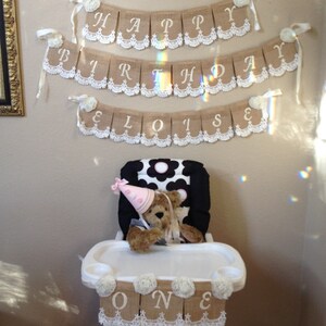 First Birthday Burlap Lace Package, Happy Birthday, First Birthday ...