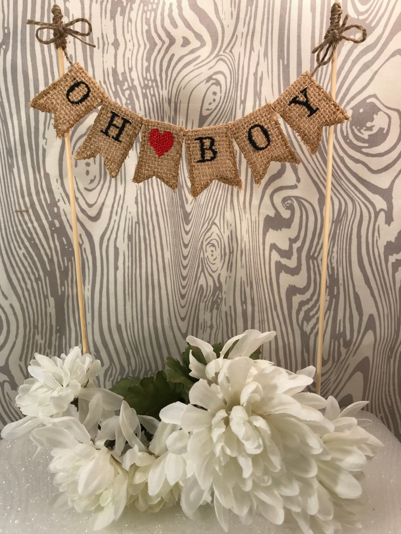 Oh Boy Custom Burlap Cake Banner Shabby Chic Cake Topper - Etsy