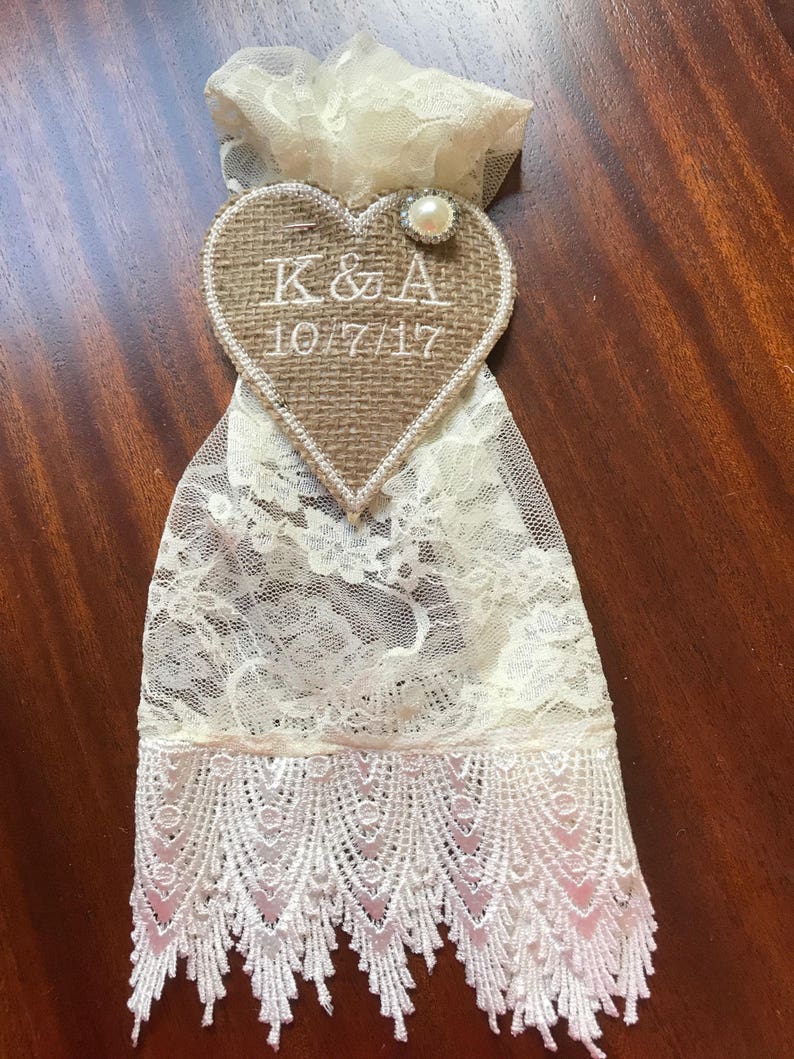 Card Box Burlap Monogrammed Heart; Card Box Decoration, Burlap, Lace ...