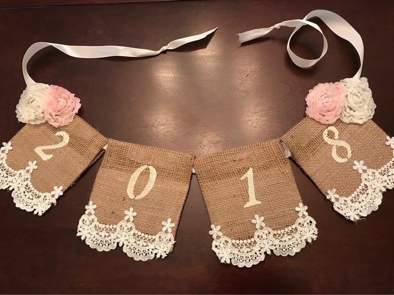 Graduation year Banner Regular Burlap banner Shabby Chic | Etsy