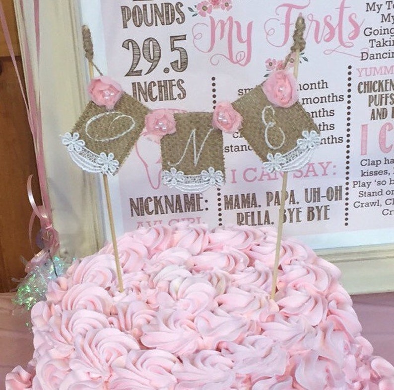 Custom Embroidered Burlap Graduation Cake Banner Shabby Chic - Etsy