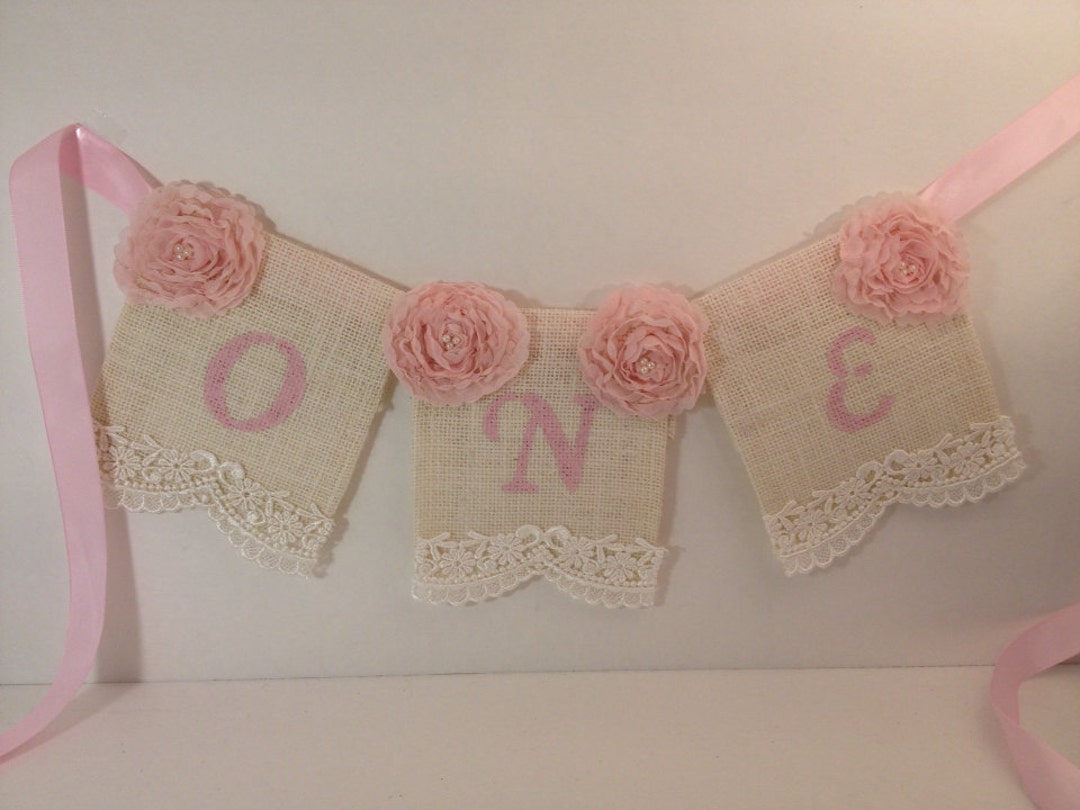 Shabby Chic Burlap High Chair Banner: First Birthday, Lace & Pearls - Etsy