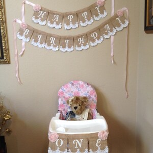 First Birthday Burlap Lace Package, Happy Birthday, First Birthday ...