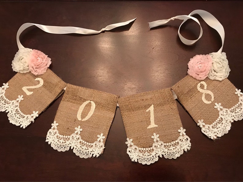 Graduation year Banner Regular Burlap banner Shabby Chic | Etsy