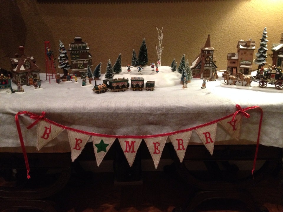 Be Merry Burlap Banner Shabby Chic Christmas Xmas Holiday | Etsy