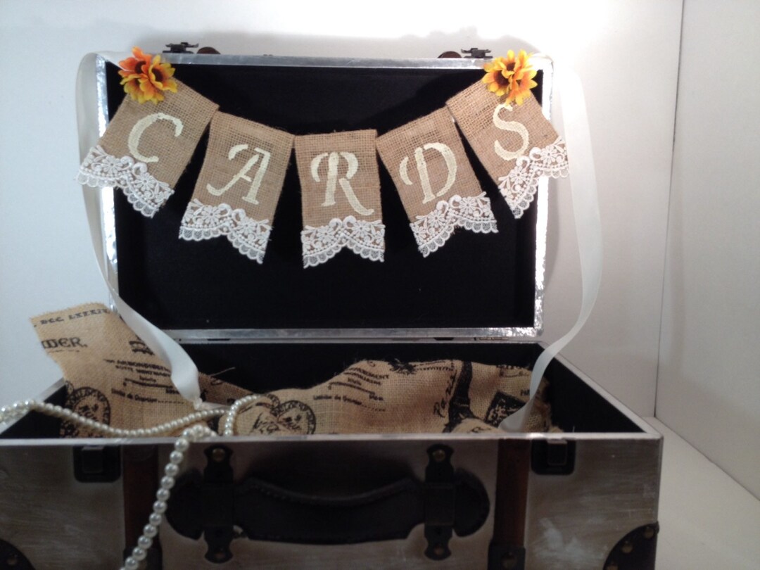 Burlap Lace "cards" Banner: Shabby Chic Sunflower Wedding Decor - Etsy