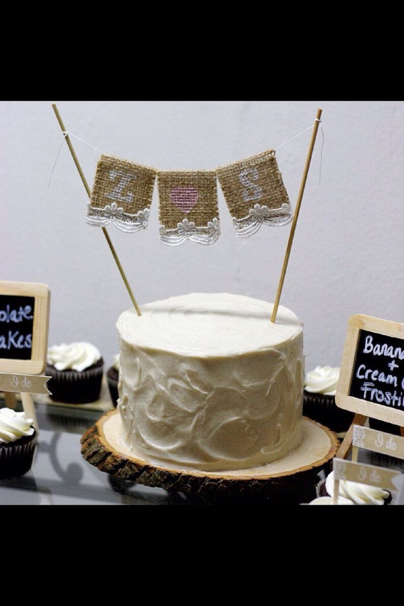 Custom Embroidered Burlap Graduation Cake Banner Shabby Chic - Etsy