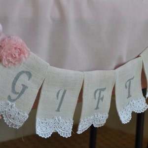 Gifts Burlap Lace Banner, Wedding Decor, Bridal Shower Gift, Shabby ...