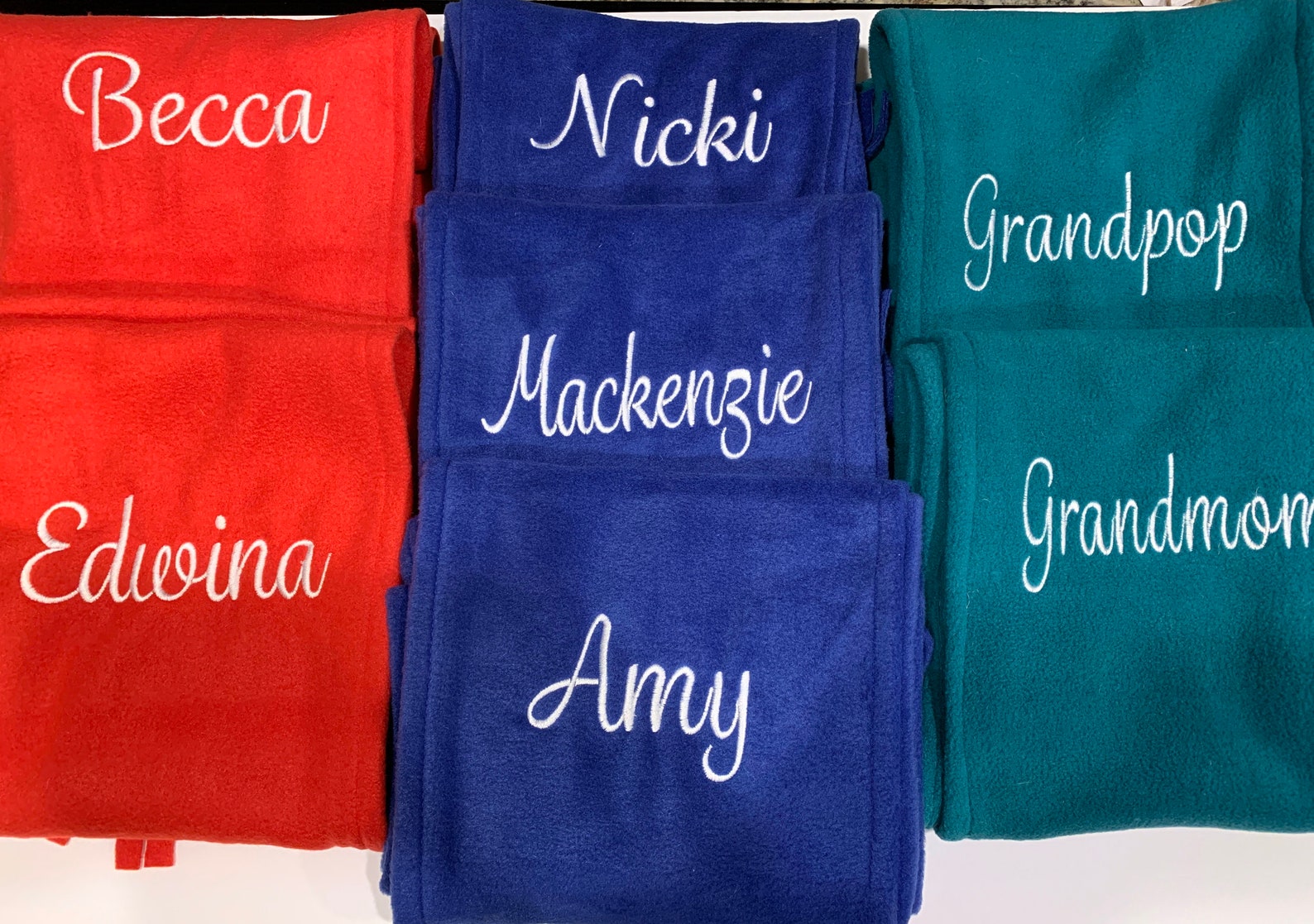 Personalized Machine Embroidered Fleece Scarf Monogrammed | Etsy
