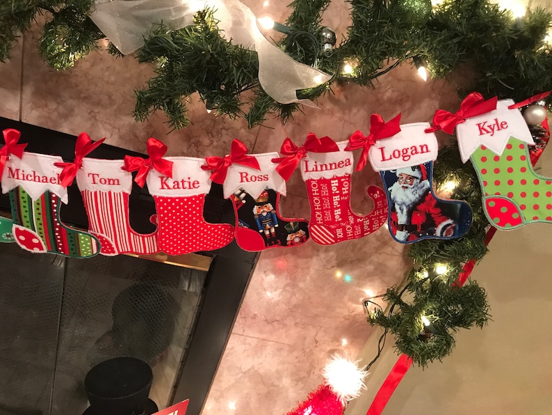 Personalized Christmas Stocking Name Banner Holiday Banner - Etsy