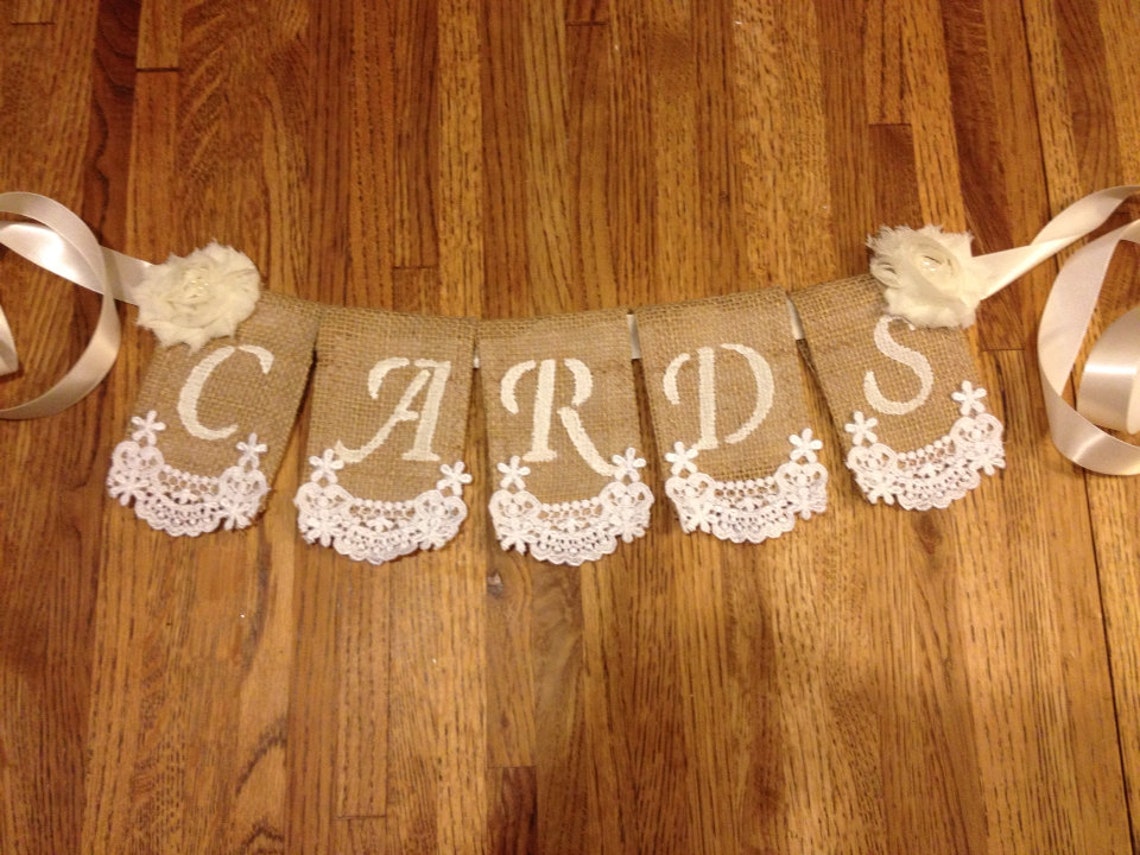 Cards Burlap Lace Banner Wedding Decor Bridal Shower Gift - Etsy