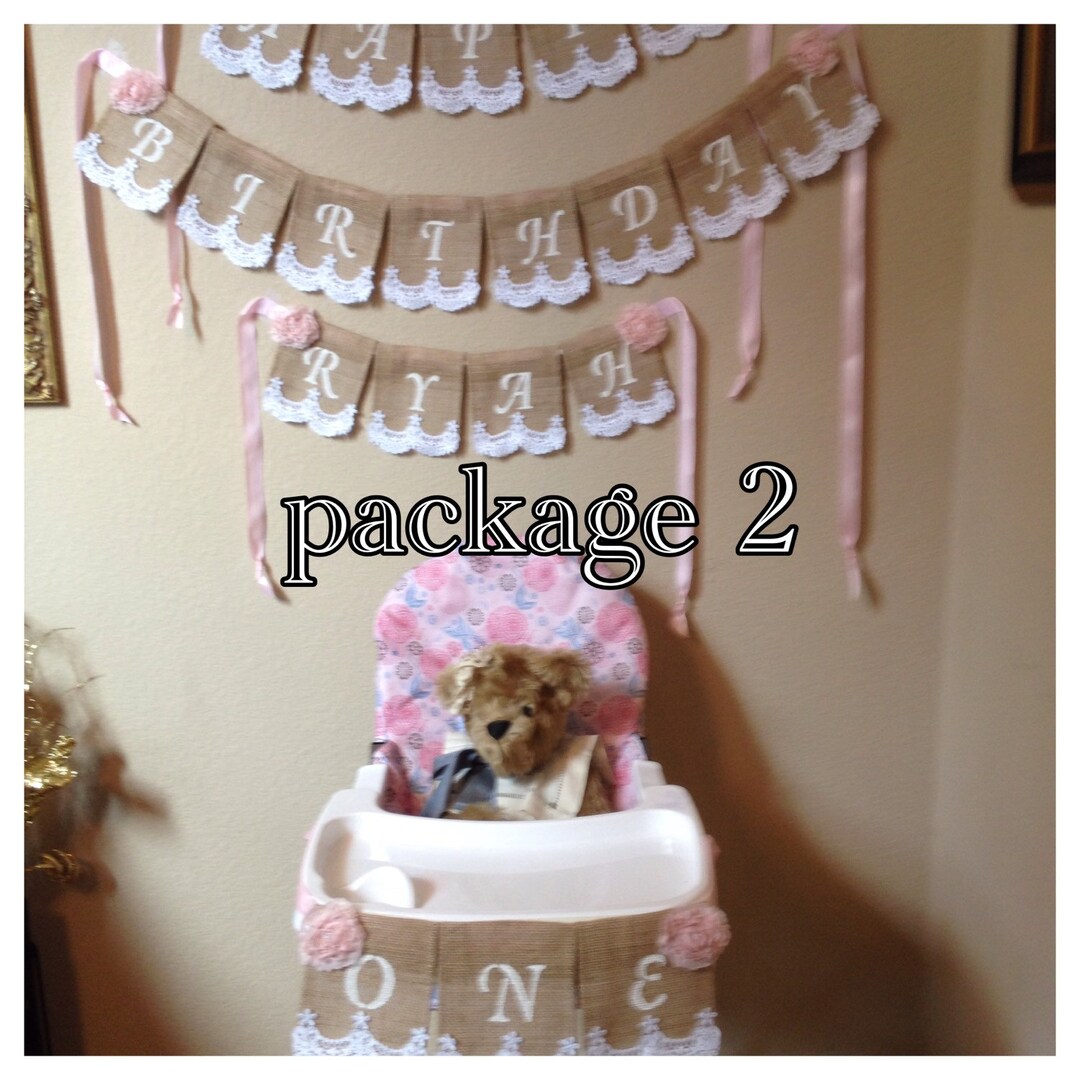 First Birthday Burlap Lace Package, Happy Birthday, First Birthday ...
