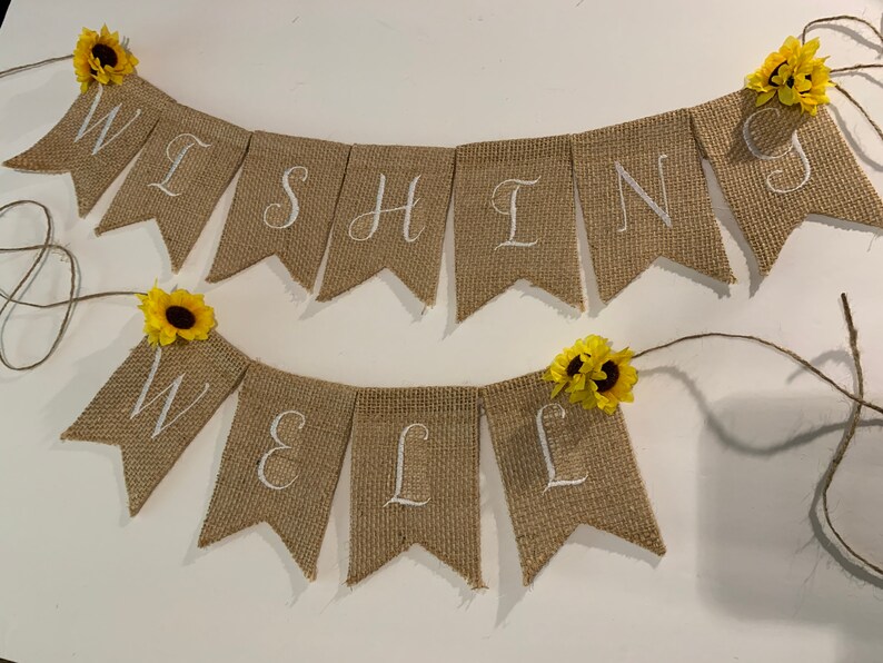 Burlap Wishing Well Banner Burlap Lace Wishing Well Shabby - Etsy