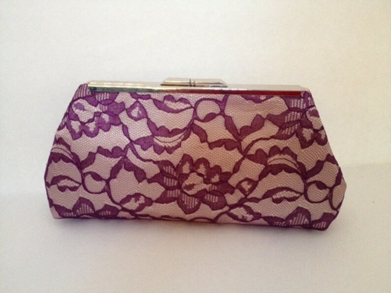 Deep Purple Lace Clutch Purse With Silver Tone Finish Snap - Etsy