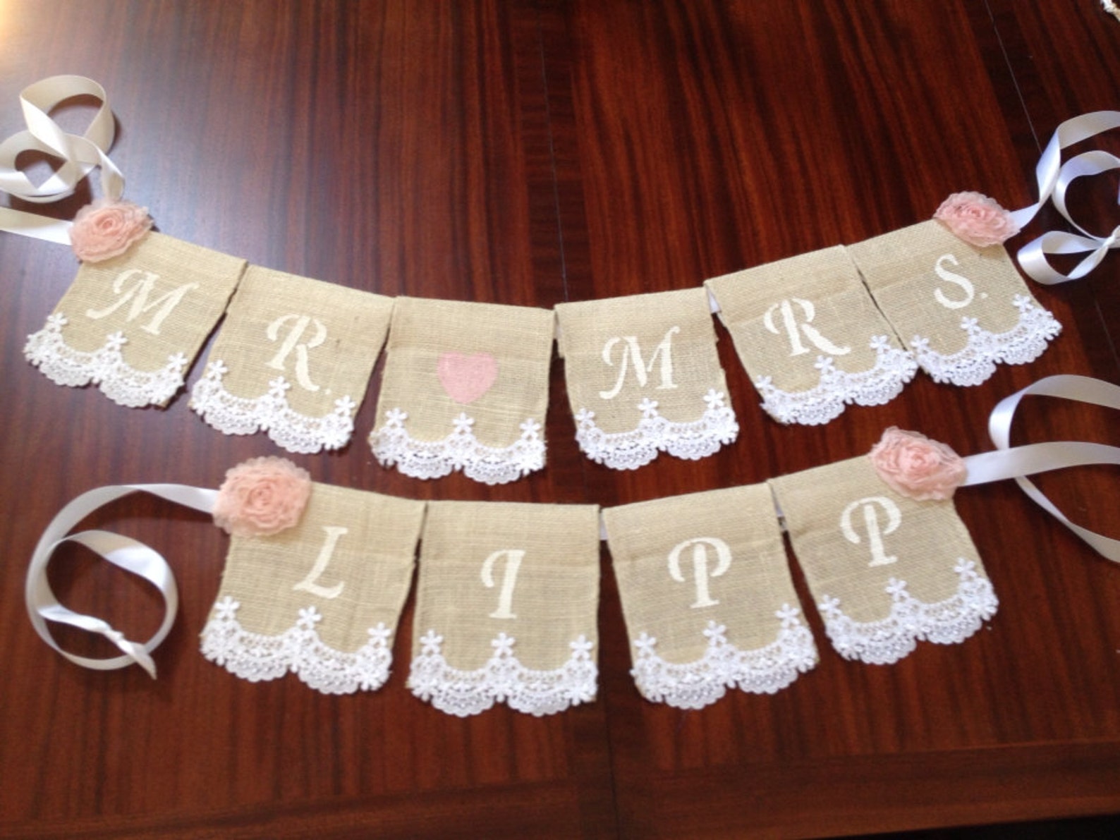 Custom Burlap Lace Banners Wedding Decor Bridal Shower - Etsy