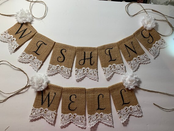 Shabby Chic Burlap Banner 6pcs 3.7M Rustic Hessian Burlap Lace Bunting
