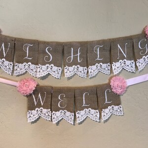Burlap Wishing Well Banner; Burlap Lace Wishing Well, Shabby Chic Wish ...