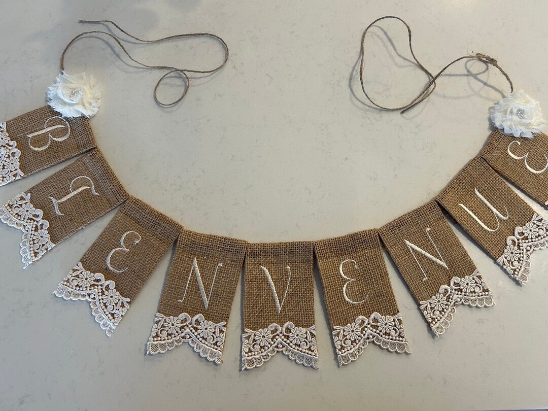 Burlap Bienvenue Banner; Shabby Chic Welcome Banner - Etsy