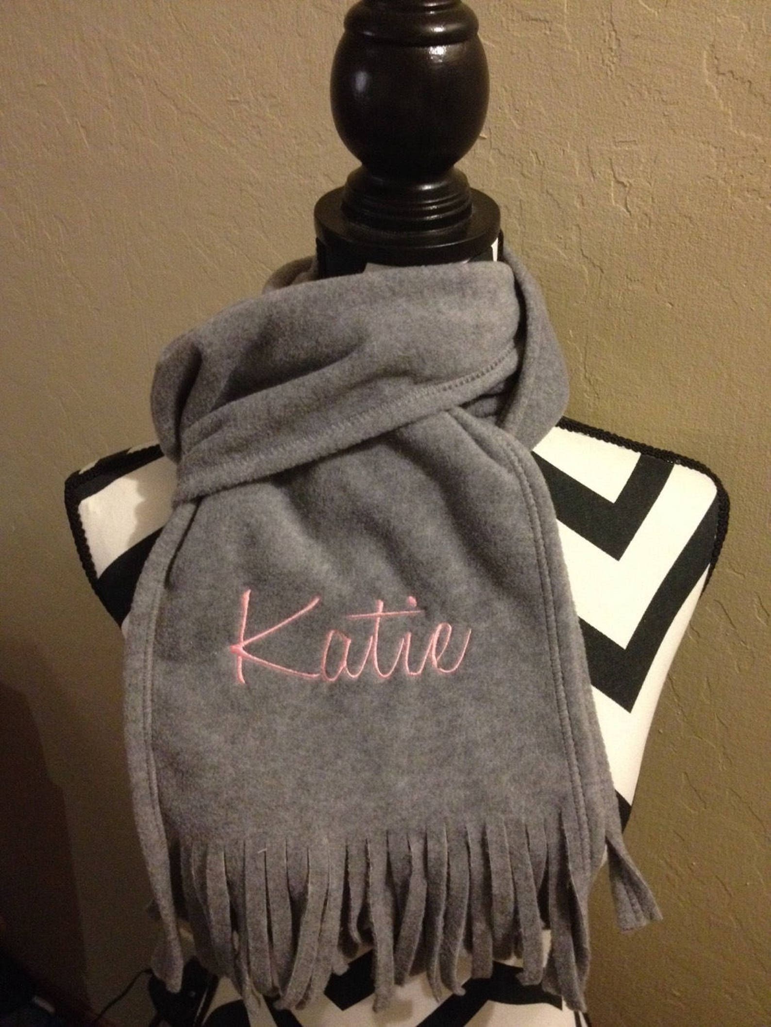 Personalized Machine Embroidered Fleece Scarf Monogrammed | Etsy
