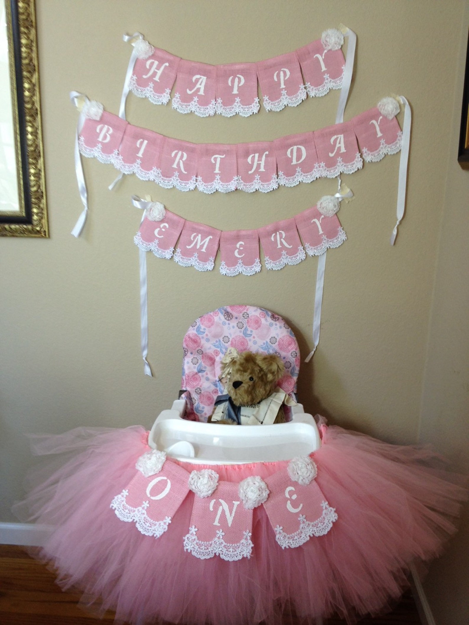 First Birthday Burlap Lace Package Happy Birthday First - Etsy