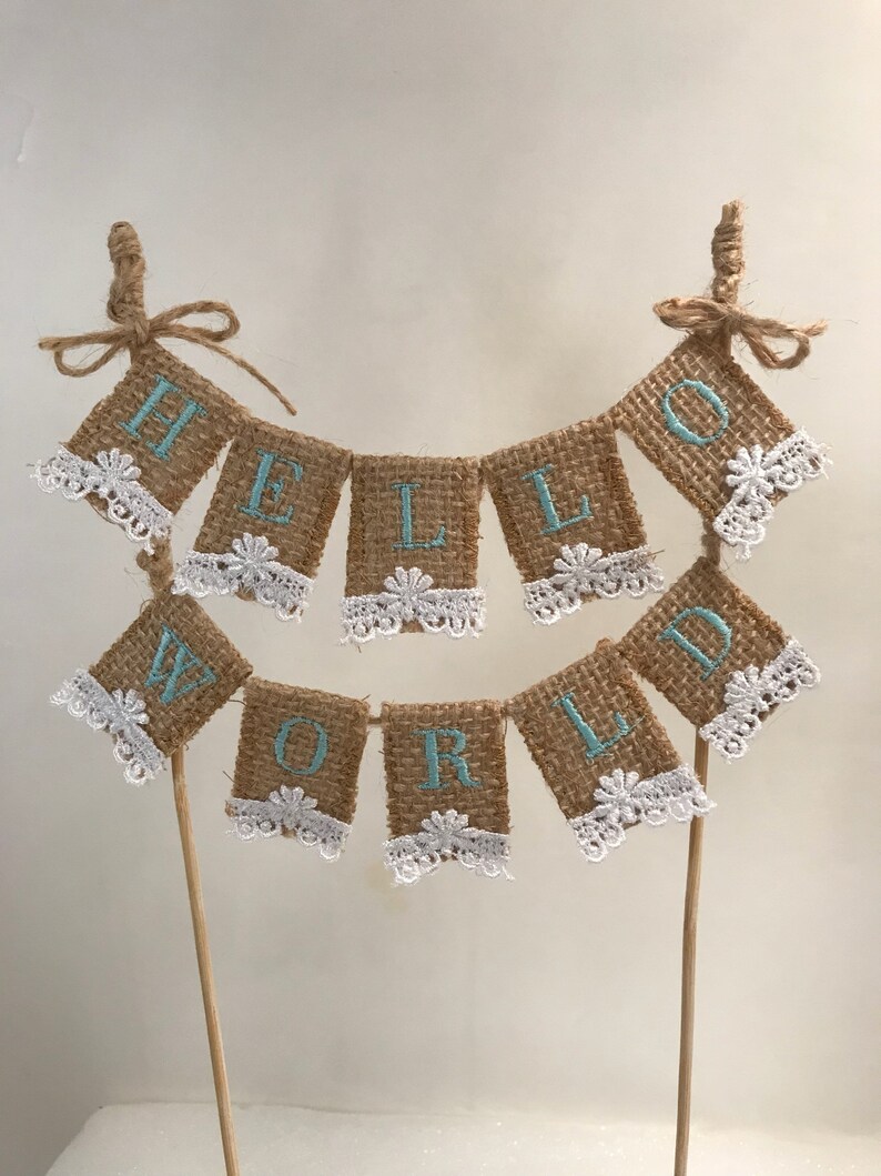 Welcome Baby Burlap Cake Banner shabby chic cake topper baby | Etsy