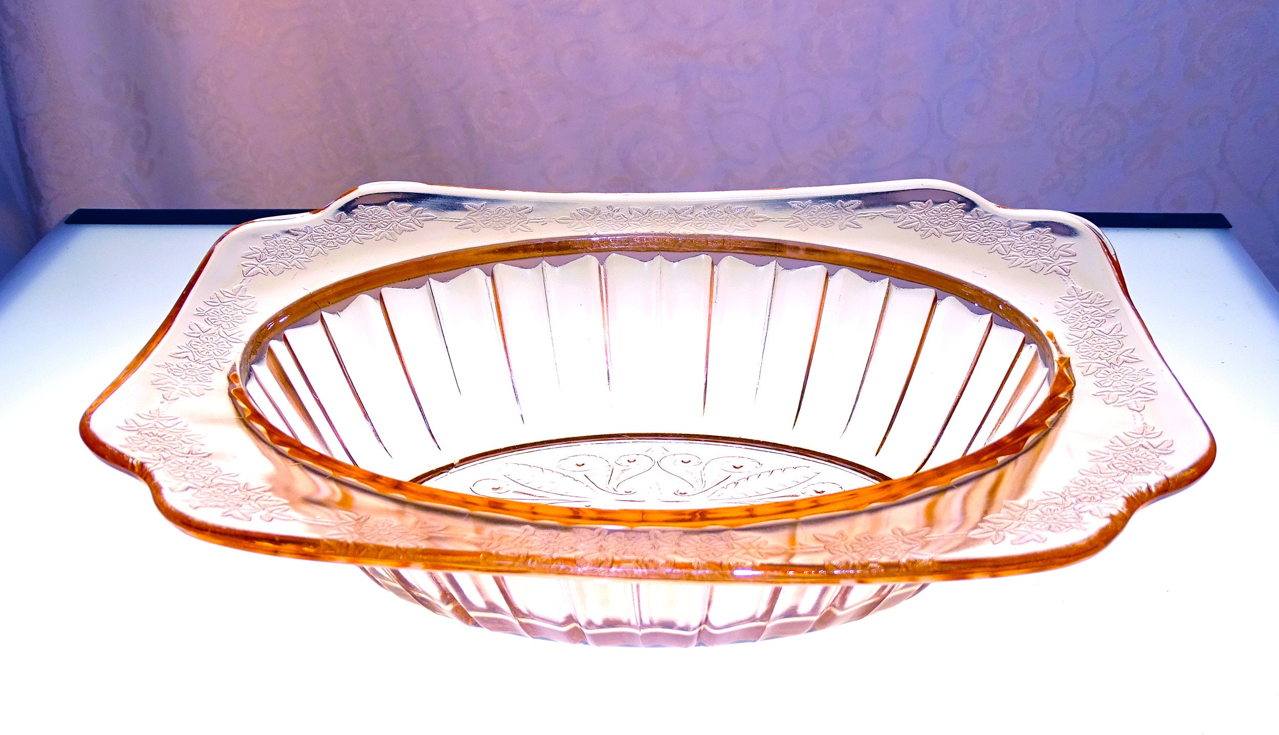 SALE! Vintage Pink Adam Pattern Depression Glass Serving Bowl, Oval, 9 ...