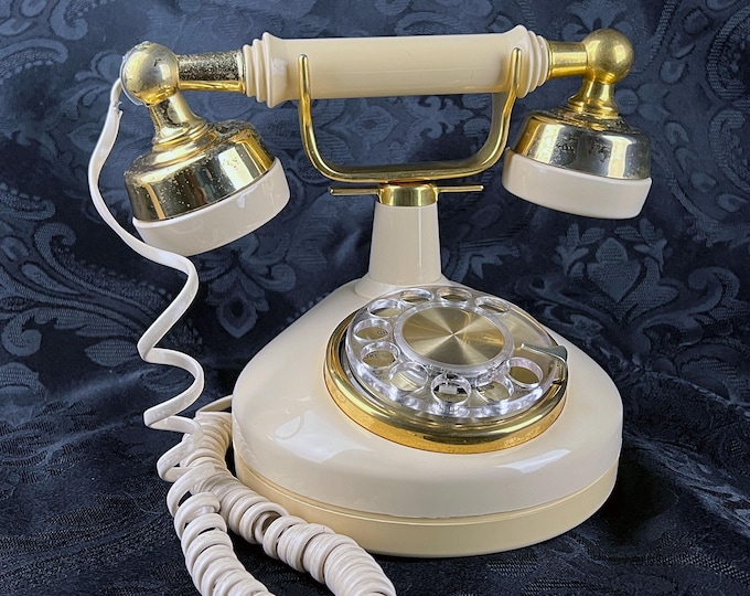 Vintage 1970s French "princess" Rotary Dial Desk Phone W/handset, Cream ...