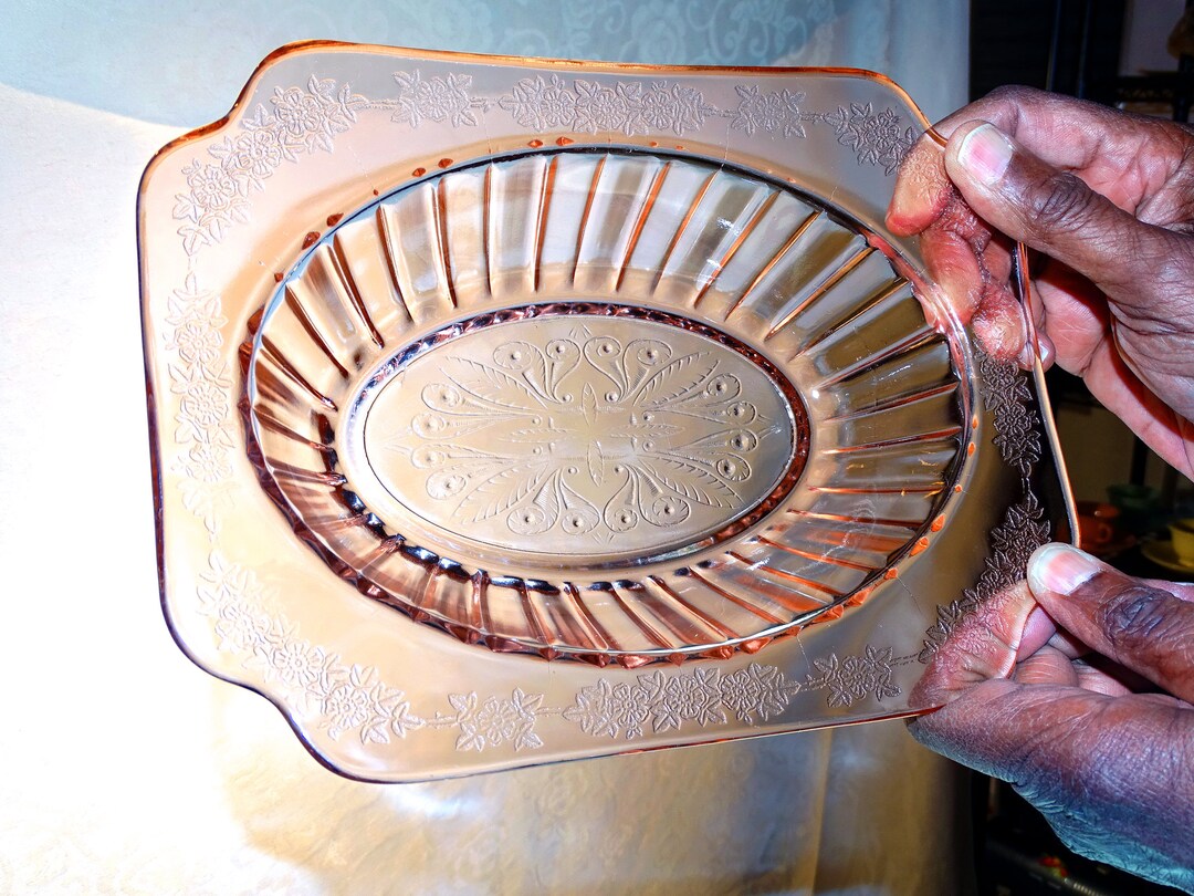 SALE! Vintage Pink Adam Pattern Depression Glass Serving Bowl, Oval, 9 ...