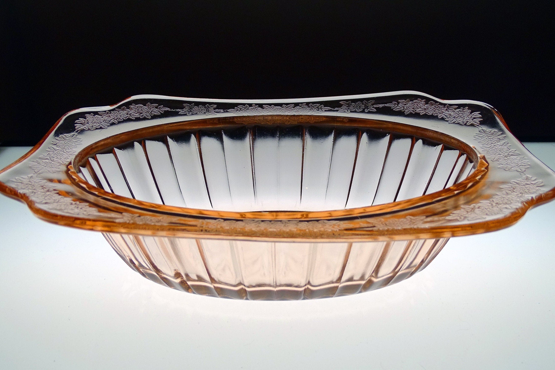 SALE! Vintage Pink Adam Pattern Depression Glass Serving Bowl, Oval, 9 ...