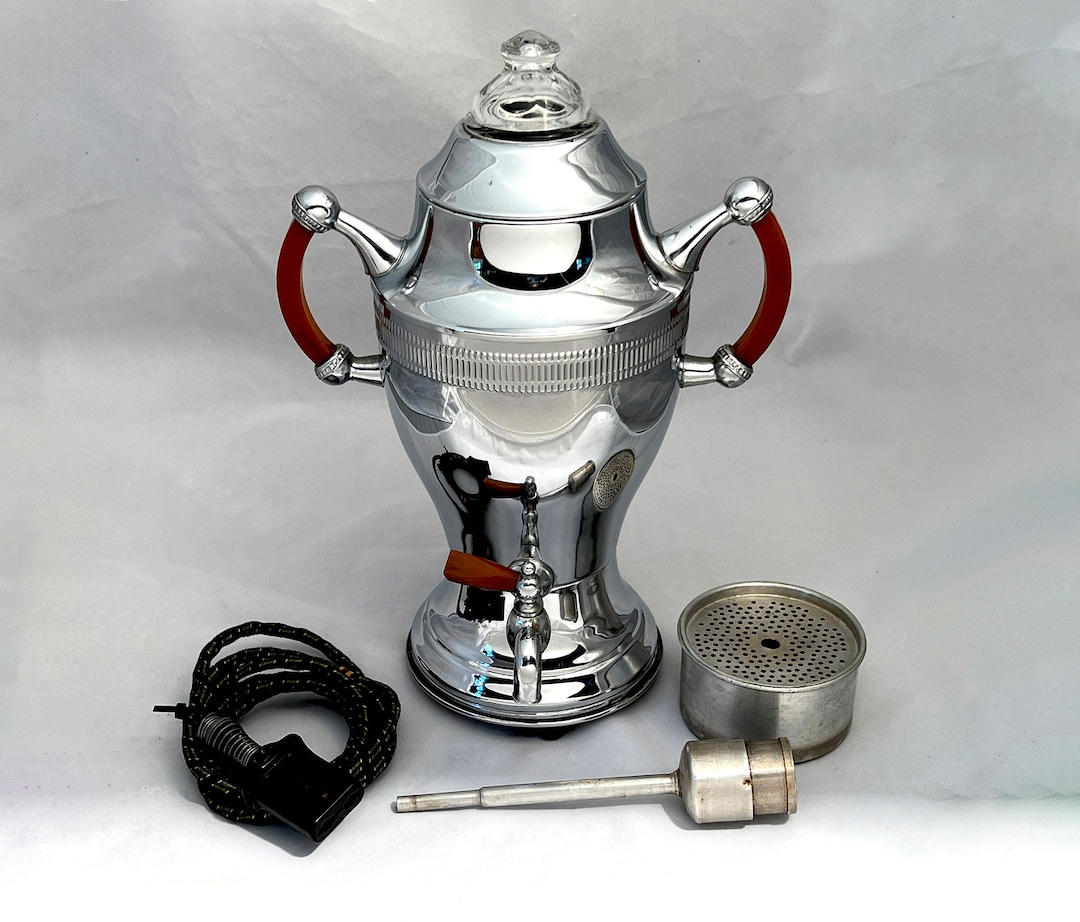 Art Deco Electric Percolator Coffee Pot by Continental Silver, Chromium ...