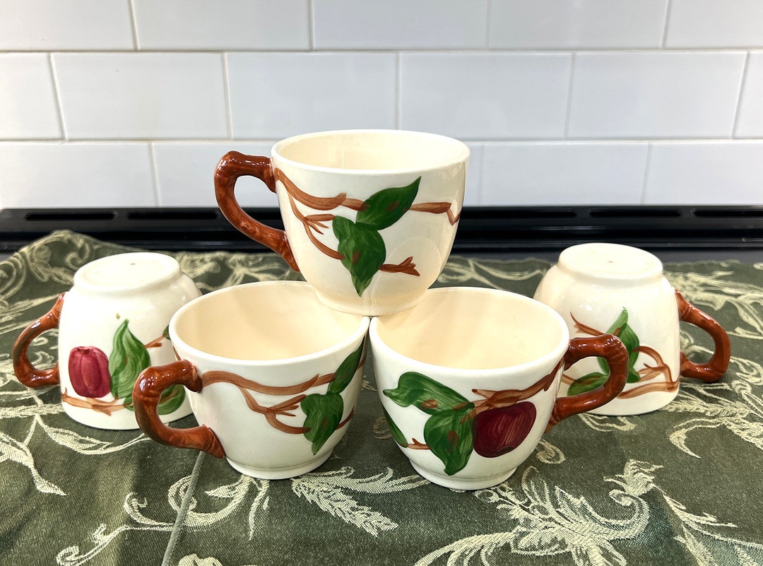 5 Franciscan apple Pattern Coffee Cups, Handpainted Earthenware With ...