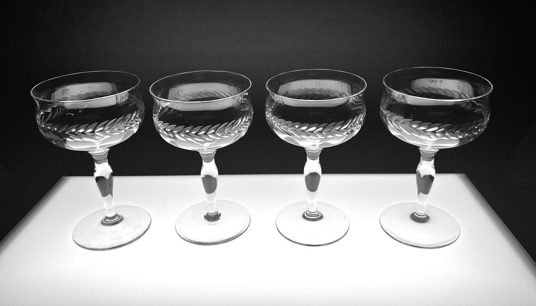 SALE! Set of 4 MCM Champagne Glasses "laurel Optic" by Bryce Bros ...