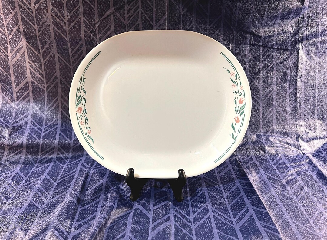 Corelle "rosemarie" Large Oval Platter, Serving Platter, Pink Tulips ...