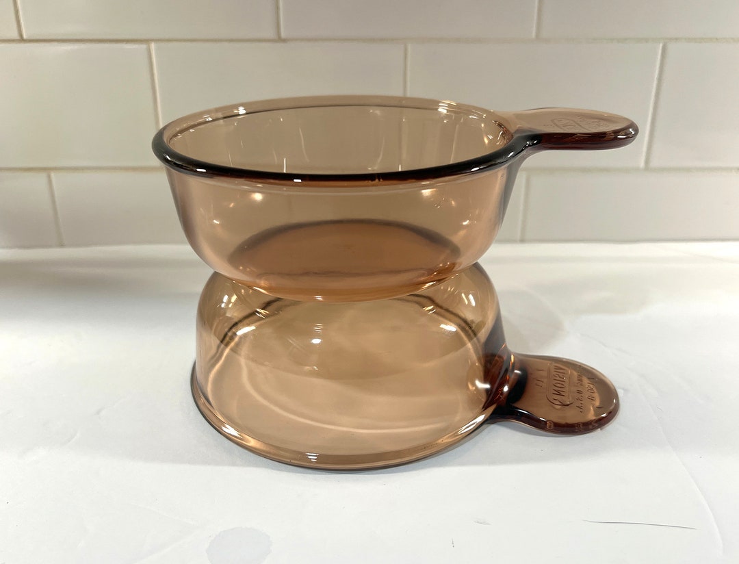 Set of 2 Corning Amber "vision" Grab-it Soup Bowls, Clear Amber Glass ...