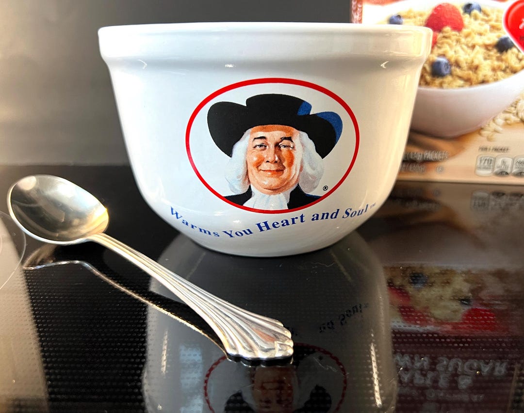 Quaker Oats Ceramic Oatmeal Cereal Bowl, Round, "warms Your Heart and ...
