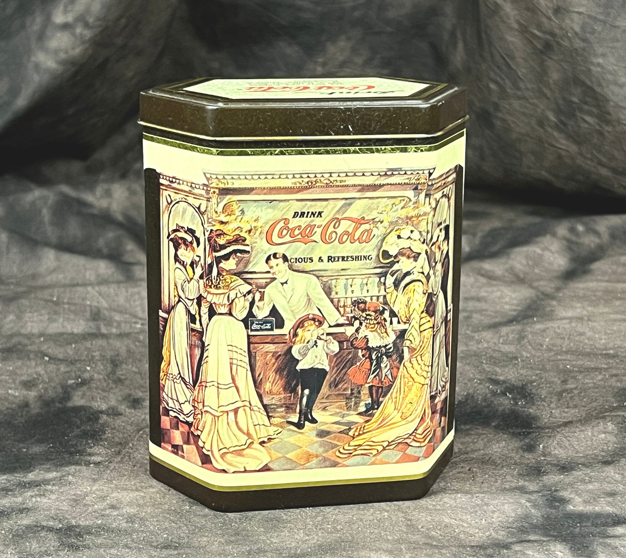 2 Vintage Retro Coca-cola Tins With 1890s Images Hexagonal - Etsy