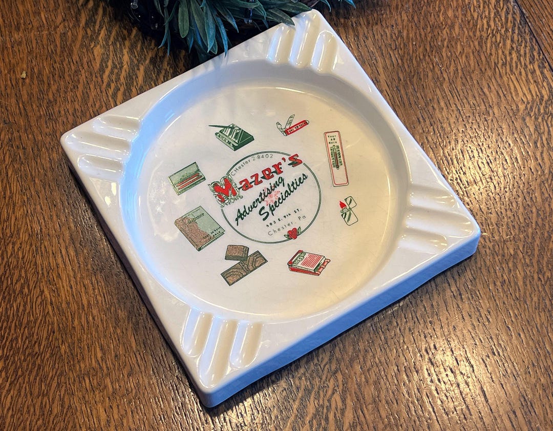 Large Vintage 1950s Ceramic Advertising Ashtray "mazer’s Advertising ...