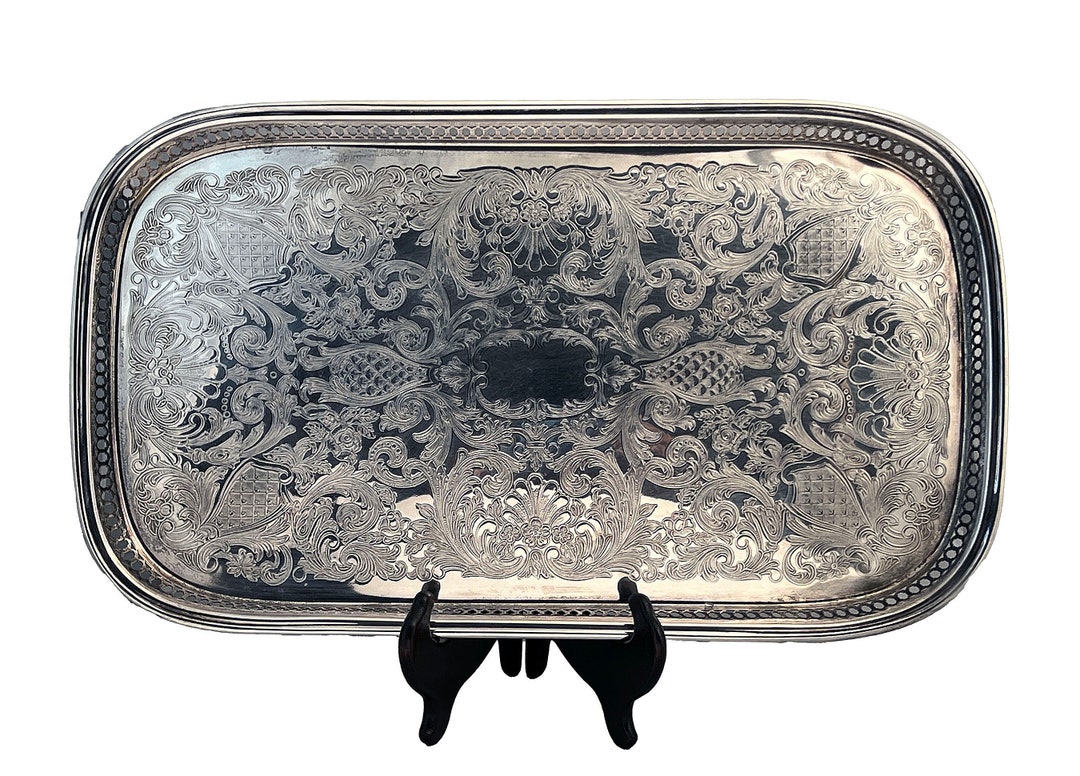 Oneida ridgewood Large Serving Tray, Charcuterie Board, Silverplate ...