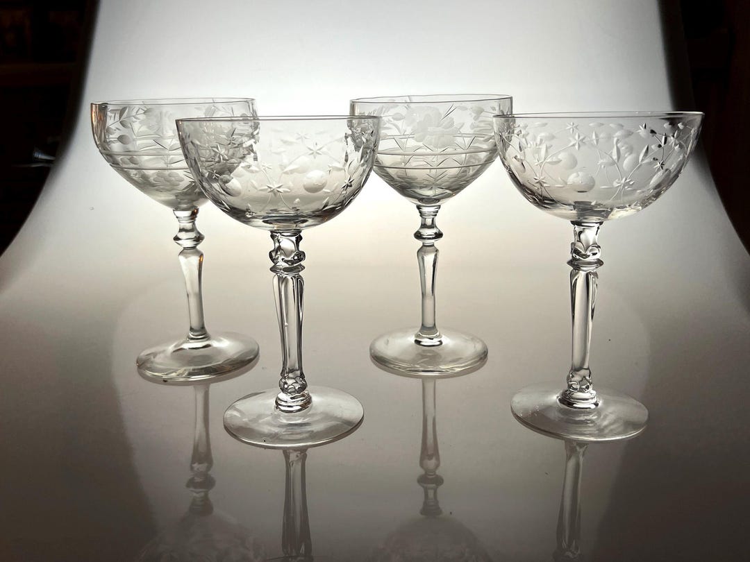 4 Champagne Coupes (champagne Glasses), Mismatched. 2 Rock Sharpe ...