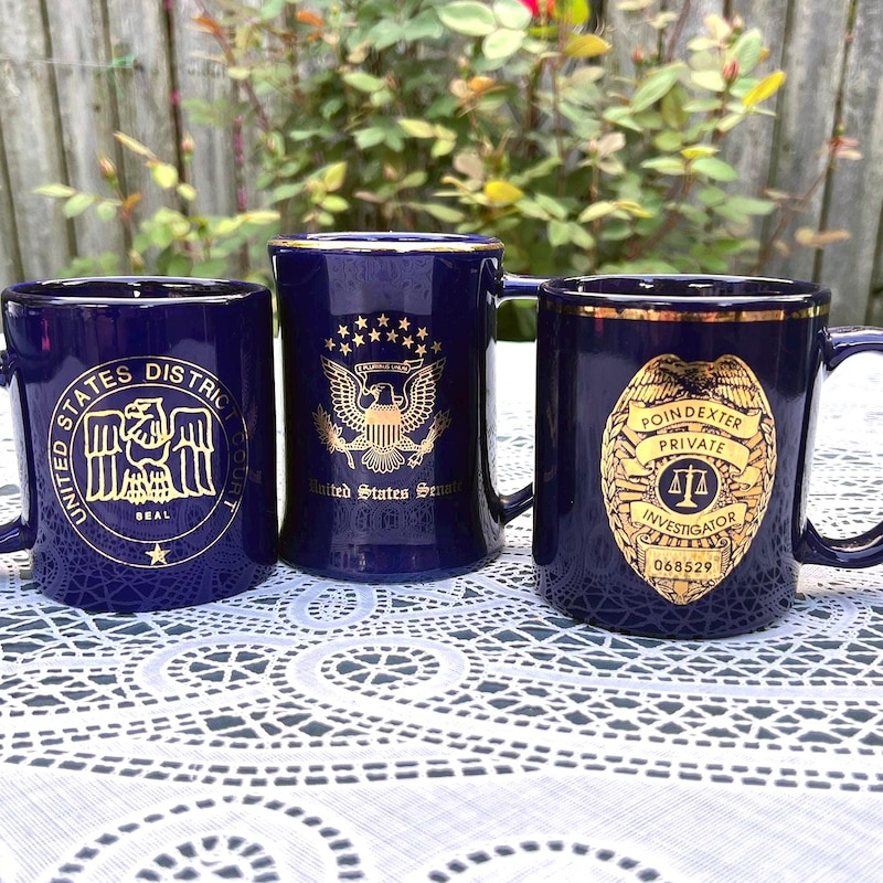Blue and Gold Mug - Etsy