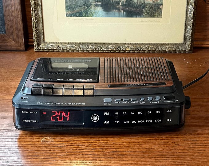 Vintage 1985 GE 7-4966B AM/FM Alarm Clock Radio / Audio Cassette Player ...