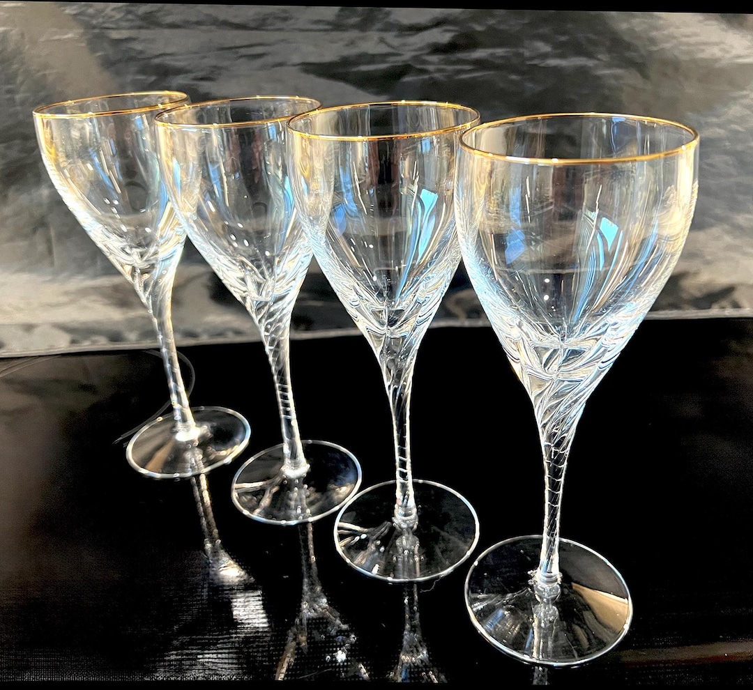 4 Lenox Crystal Wine Glasses "encore Gold": Elegant Modern Design ...